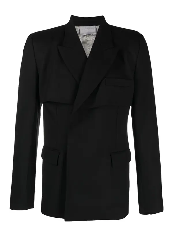 VTMNTS Buttoned Virgin Wool-blend Blazer - Black