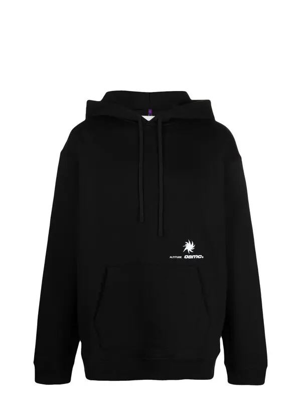 OAMC Logo Print Drawstring Hoodie - Black