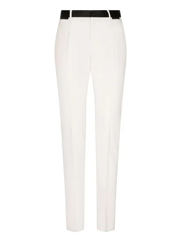 Dolce & Gabbana Stretch-wool Tuxedo Trousers - White