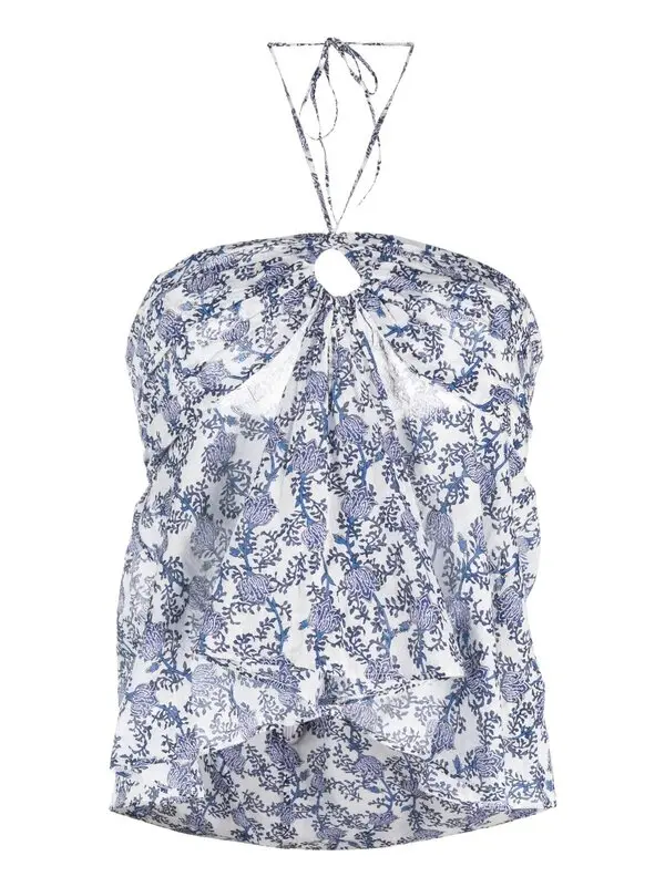 MARANT ETOILE Floral Print Halterneck Blouse - White