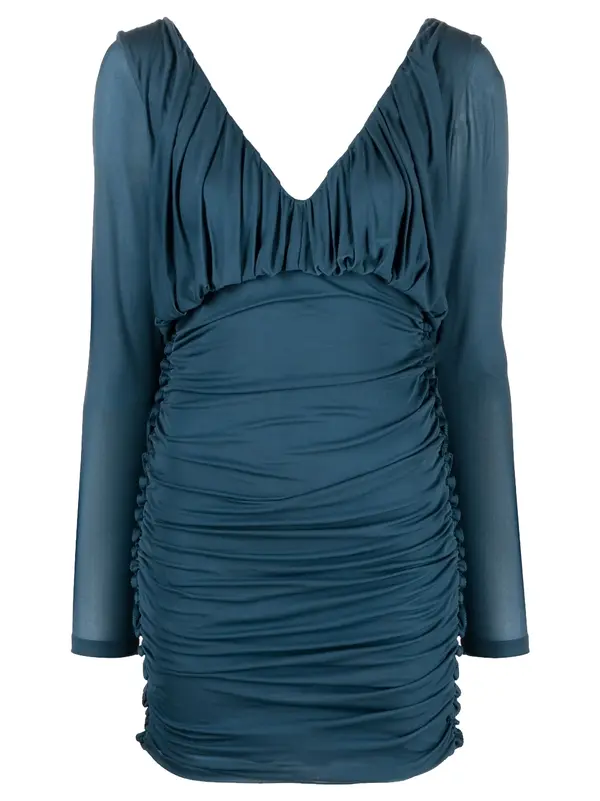 Saint Laurent Draped Mini Dress - Blue