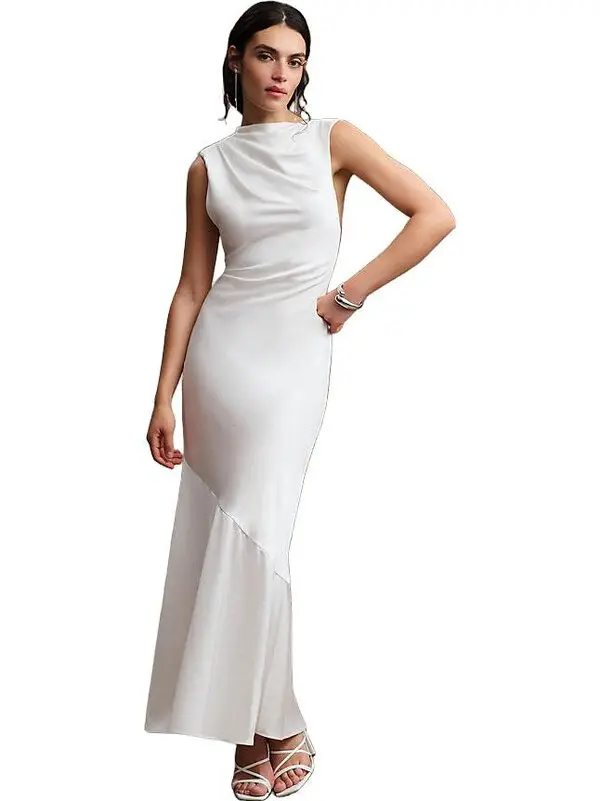 Significant Other Lana Cowl-neck Satin Gown - Ivory