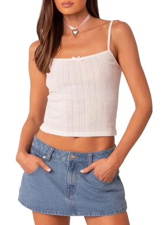 EDIKTED Pointelle Stitch Camisole - White