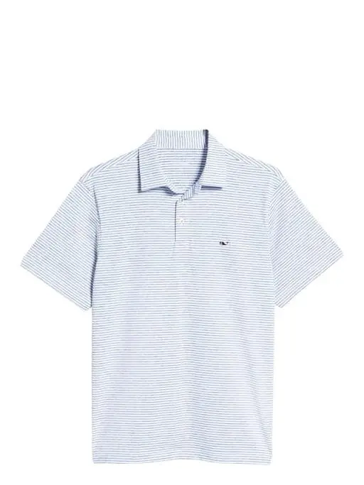 Vineyard Vines Stripe Sankaty Short Sleeve Performance Polo - Yacht Blue Tejeda