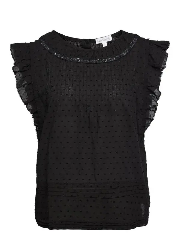 Poupette St Barth Galia Ruffle-trimmed Top - Black