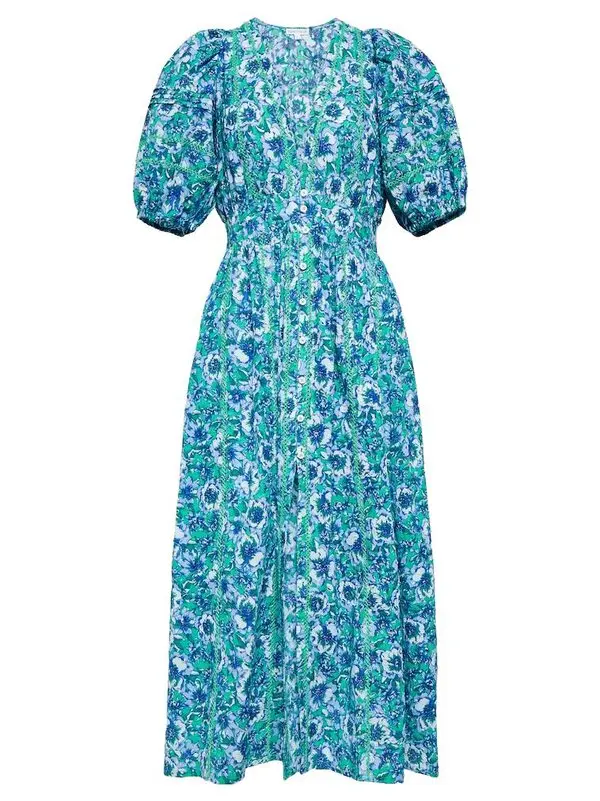 Poupette St Barth Reine Floral Cotton Midi Dress - Multicoloured