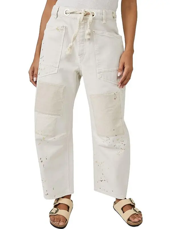 Free People We The Free Moxie Low Slung Barrel Jeans - White