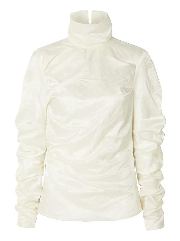 Acne Studios Crinkled-satin Turtleneck Top - White