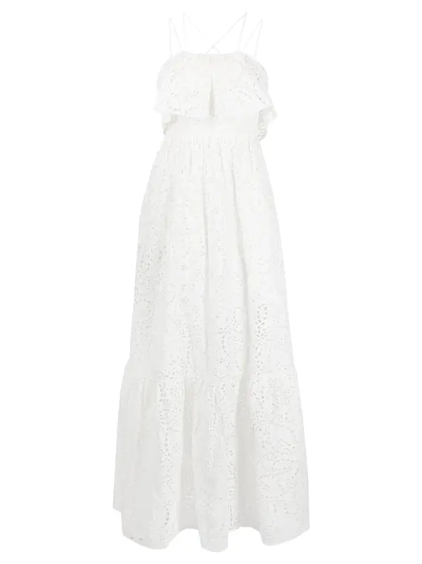 SELF-PORTRAIT Broderie Anglaise Maxi Dress - White
