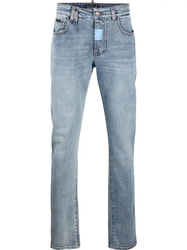 Philipp Plein Logo-plaque Straight-cut Jeans - Blue