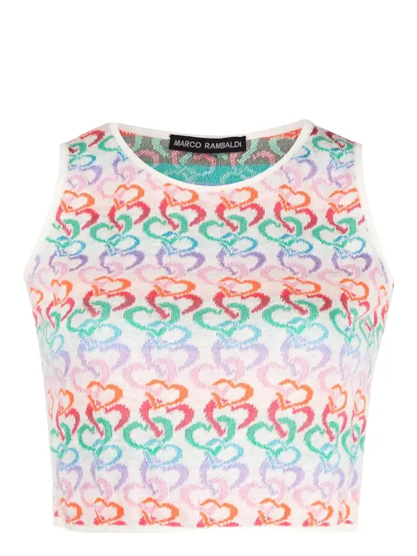MARCO RAMBALDI Intarsia-knit Cropped Top - White