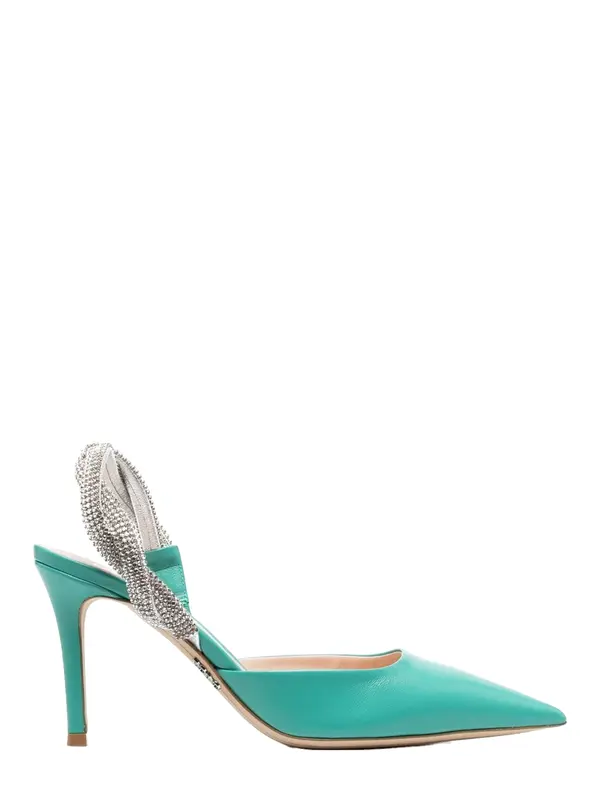 Rodo 95mm Crystal-embellished Leather Pumps - Green