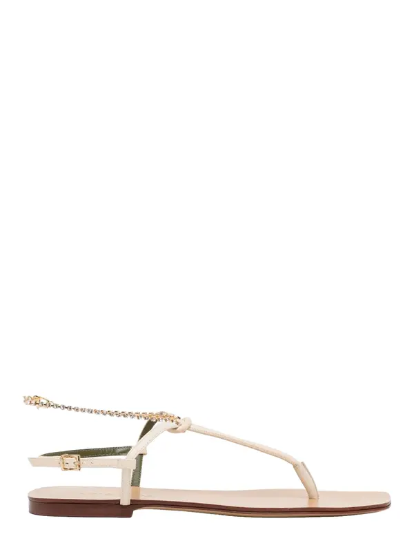MARIA LUCA Chain-link Leather Sandals - Neutrals