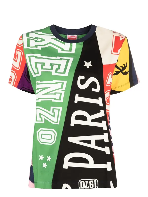 Kenzo Flag Logo-print Cotton T-shirt - Green
