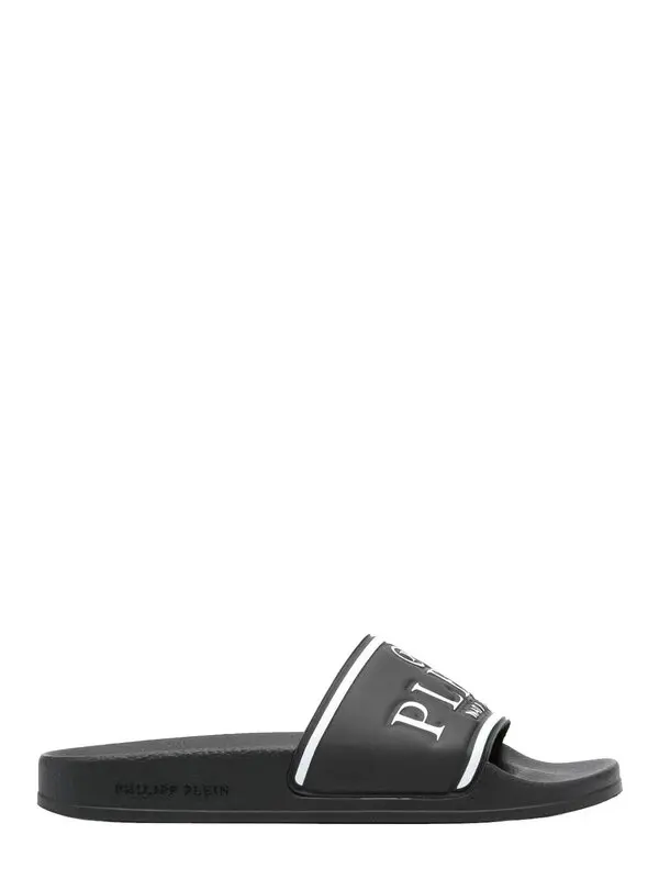 Philipp Plein Logo Print Slides - Black