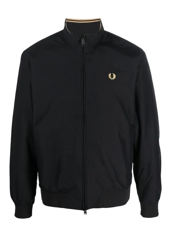 Fred Perry Logo-embroidered Zip-up Jacket - Black
