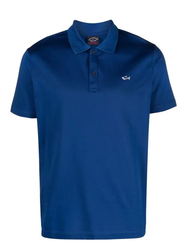 Paul & Shark Logo-patch Organic-cotton Polo Shirt - Blue