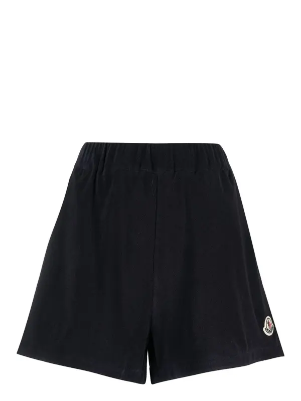 Moncler Logo-patch Velour Shorts - Blue