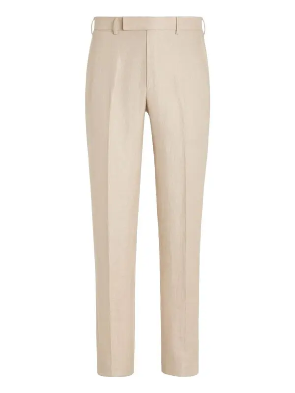Zegna Pure Linen Tailored Trousers - Neutrals
