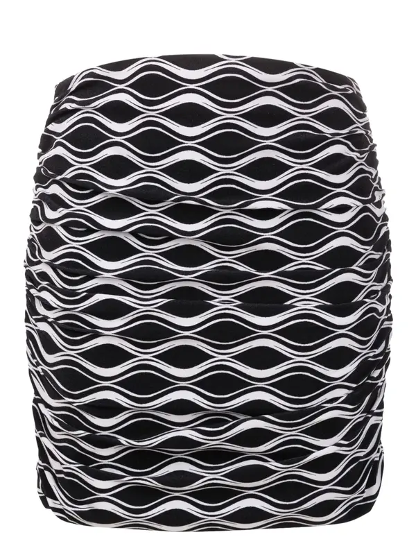AMIR SLAMA Ruched Wave-print Mini Skirt - Black
