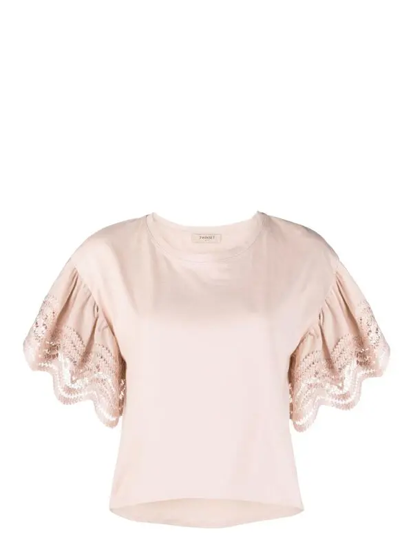 TWINSET Lace-trimmed T-shirt - Pink