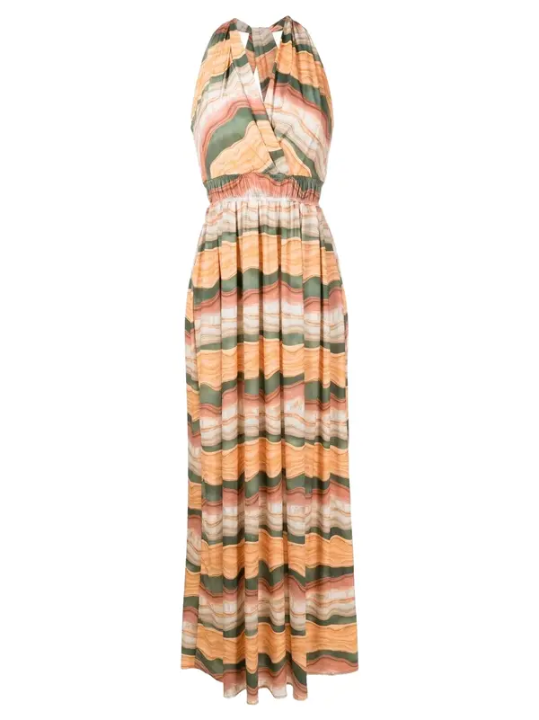 LYGIA & NANNY Venus Waisted Long Dress - Brown