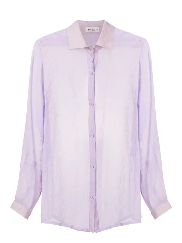 AMIR SLAMA Sheer Crinkled Silk Shirt - Purple