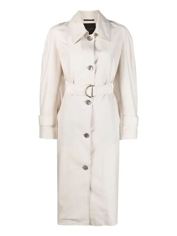 MOORER Belted Single-breasted Coat - Neutrals