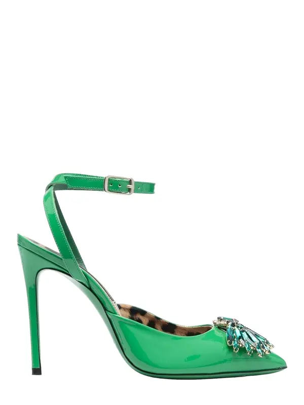 Philipp Plein Vernice 110mm Crystal-embellished Pumps - Green