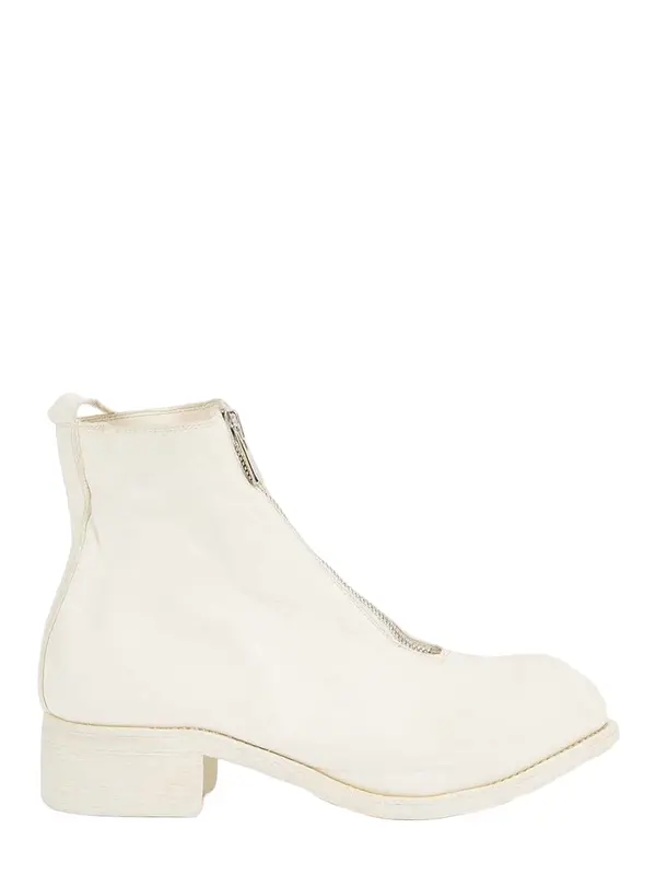 Guidi Front-zip Ankle Boots - White