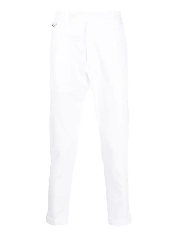 LOW BRAND Pleat-detail Cotton Chinos - White