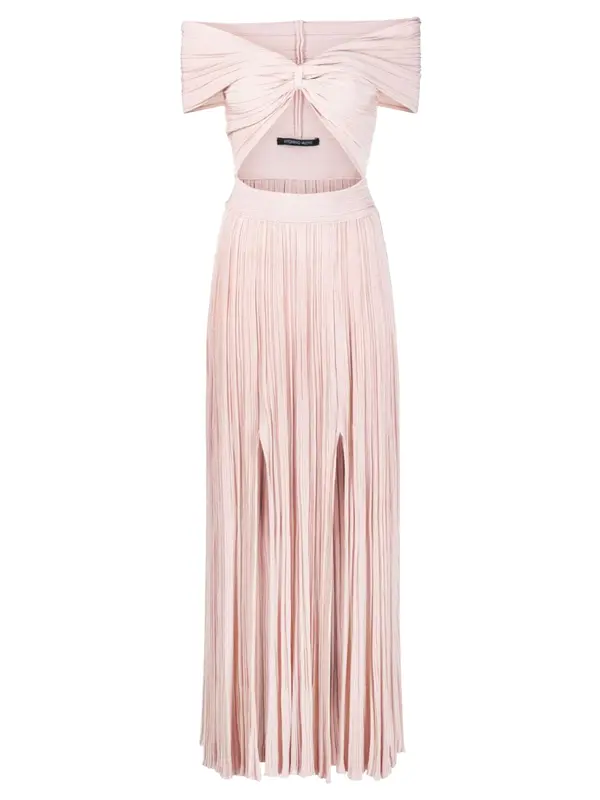 ANTONINO VALENTI Plissé-effect Knit Dress With Cut-outs - Pink