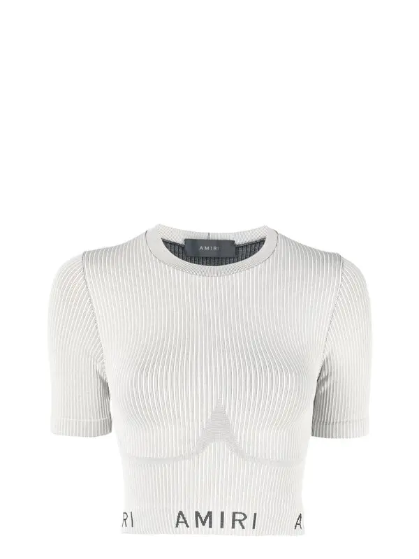 Amiri Ribbed Knit Performance Top - Neutrals