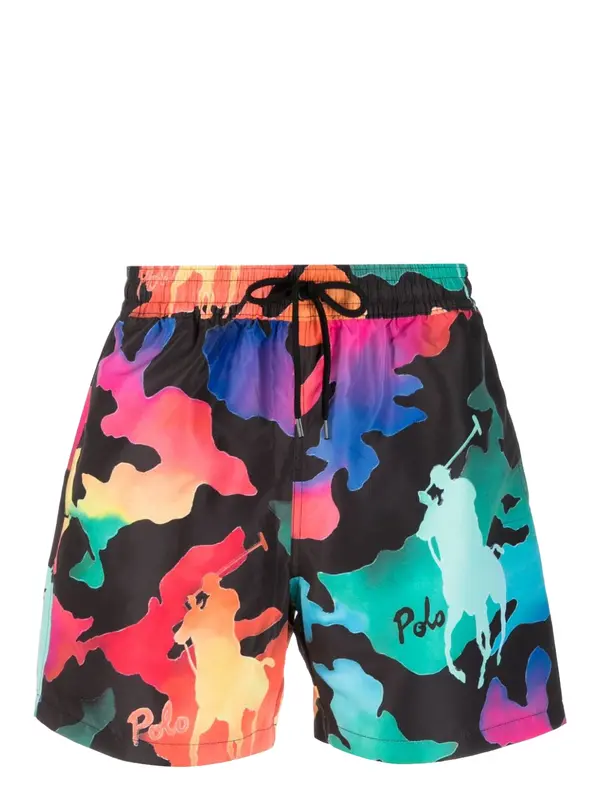 Polo Ralph Lauren Graphic-print Drawstring Shorts - Black