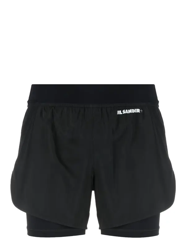 JIL SANDER Logo-print Layered Shorts - Black