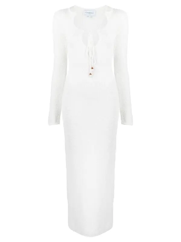 Casablanca Cut-out Bouclé Dress - White