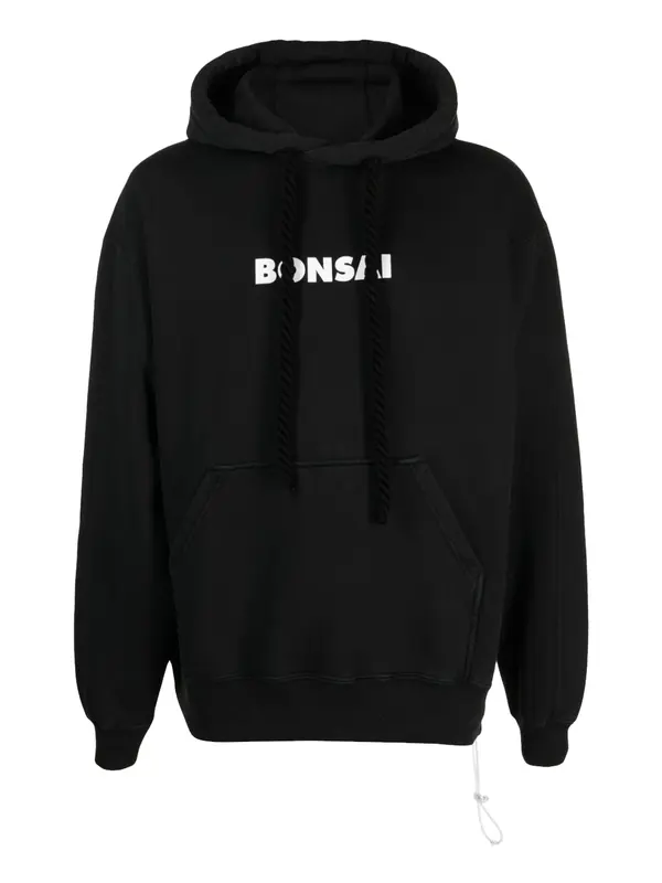 BONSAI Logo-print Cotton Hoodie - Black