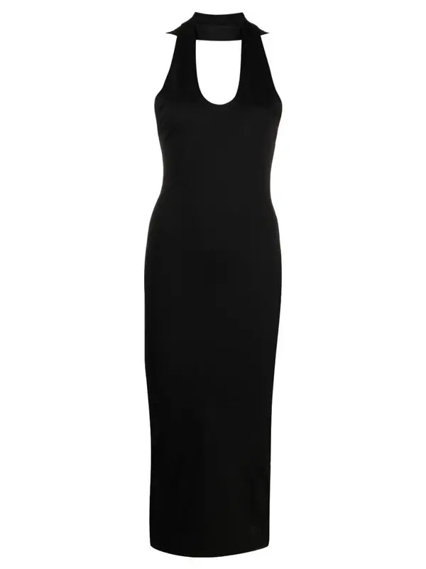 MAISON MARGIELA Crisscross Halterneck Midi Dress - Black