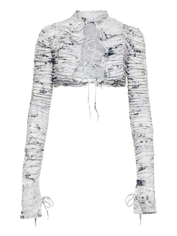 ROBERTA EINER Tie-front Printed Cropped Cardigan - Multicoloured