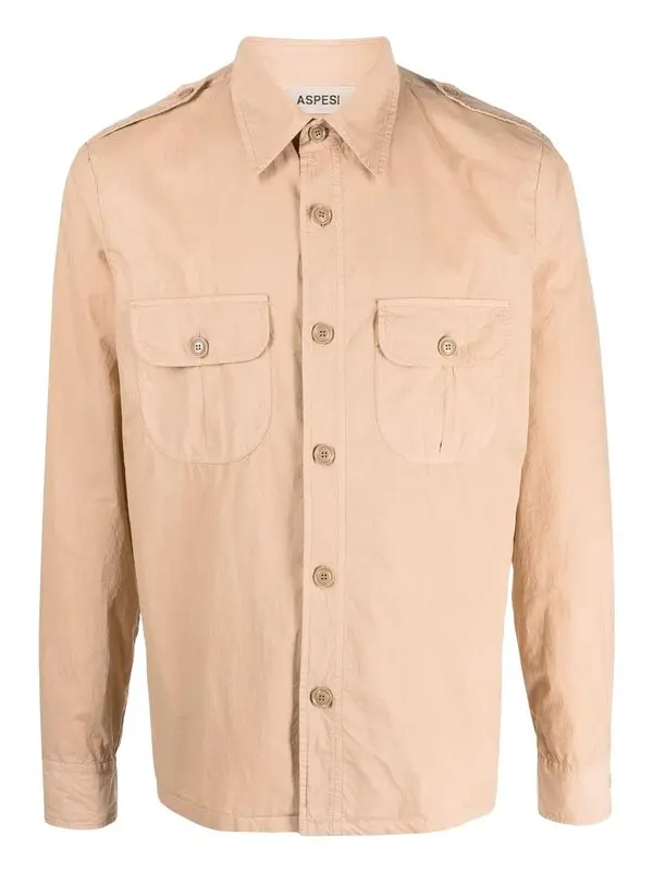 Aspesi Long-sleeve Cotton Shirt - Neutrals