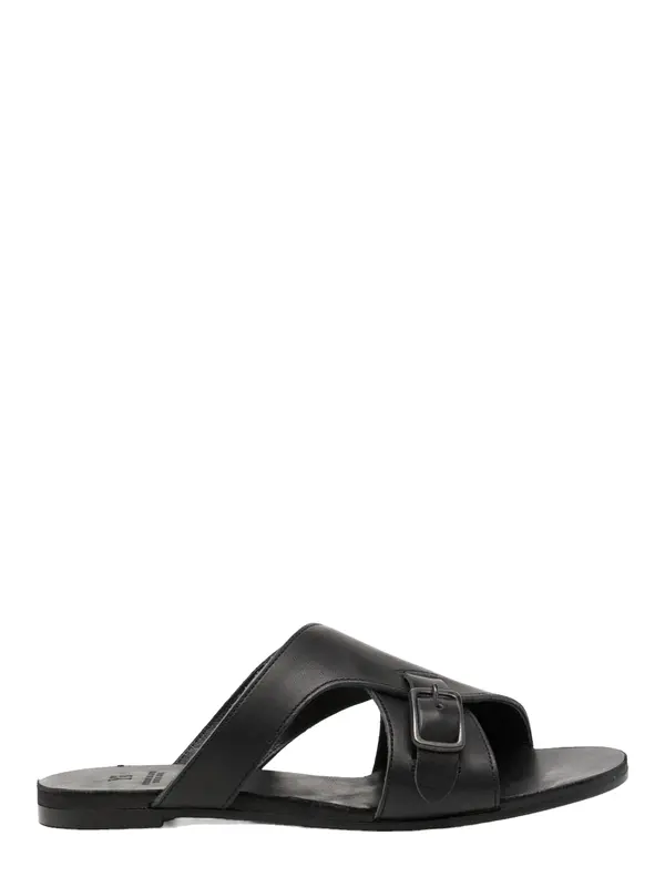 Y’s Buckled Leather Sandals - Black