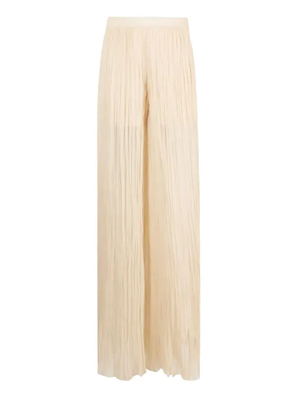 Alberta Ferretti Pleated Silk Trousers - Neutrals