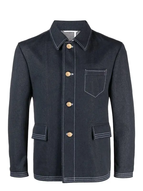 Thom Browne Contrast-stitch Denim Jacket - Blue