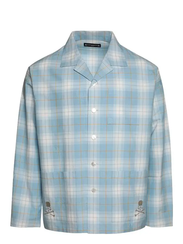 MASTERMIND WORLD Open Collar Plaid Shirt - Blue