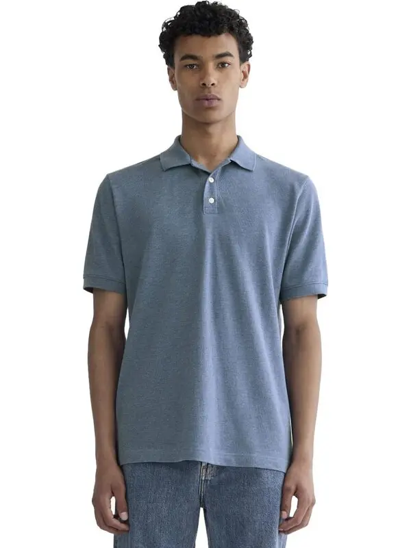 Everlane Pique Polo Tshirt - Heather Soft Cobalt