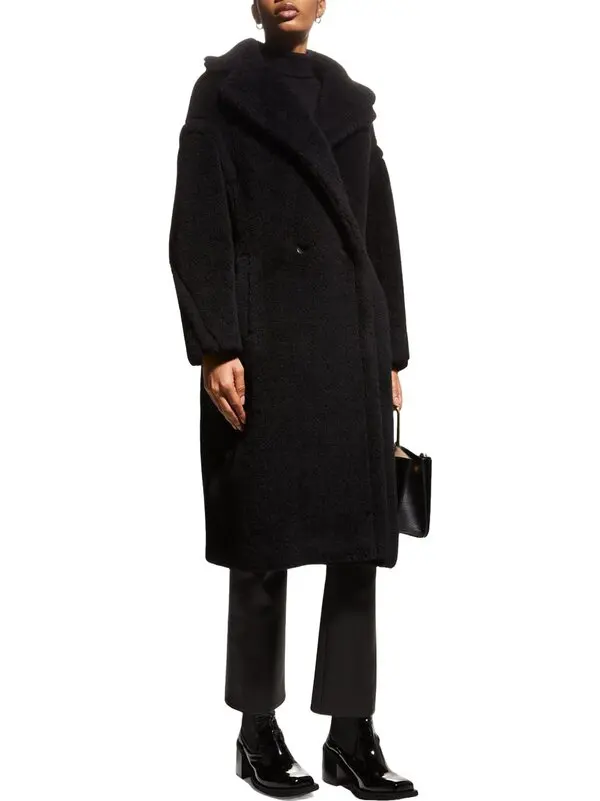 Max Mara Alpaca-silk Teddy Knit Coat - Black