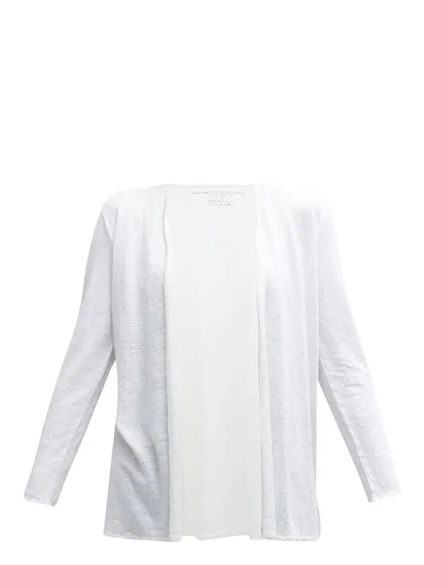 Majestic Filatures Stretch Linen Open-front Cardigan - White