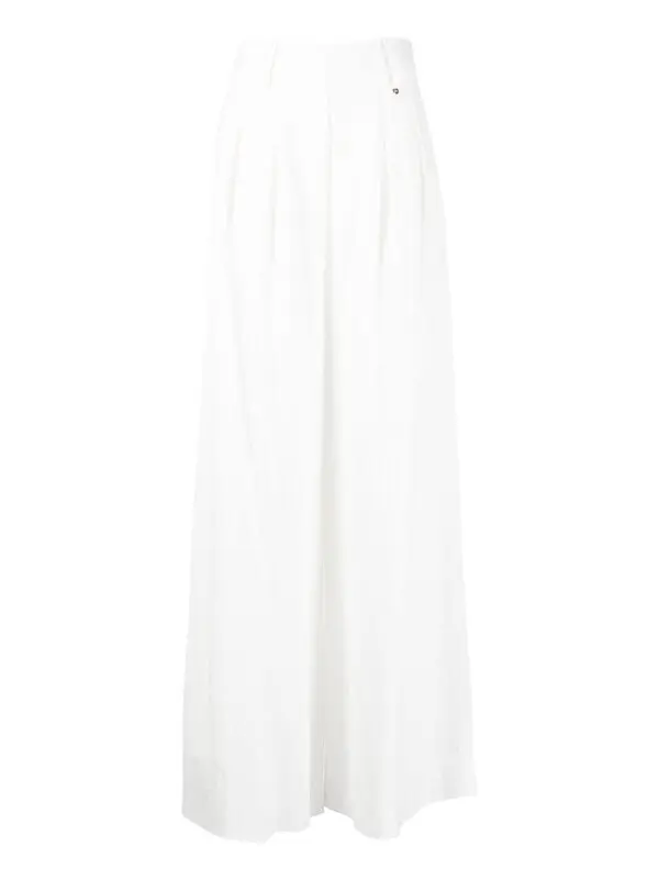 NISSA Flared High-waisted Trousers - White