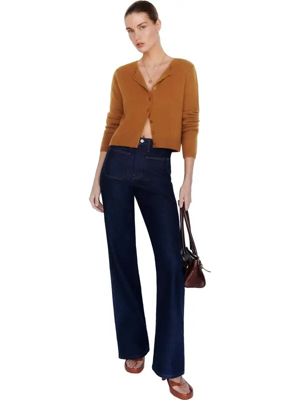 REFORMATION Clara Cashmere Crew Cardigan - Gold
