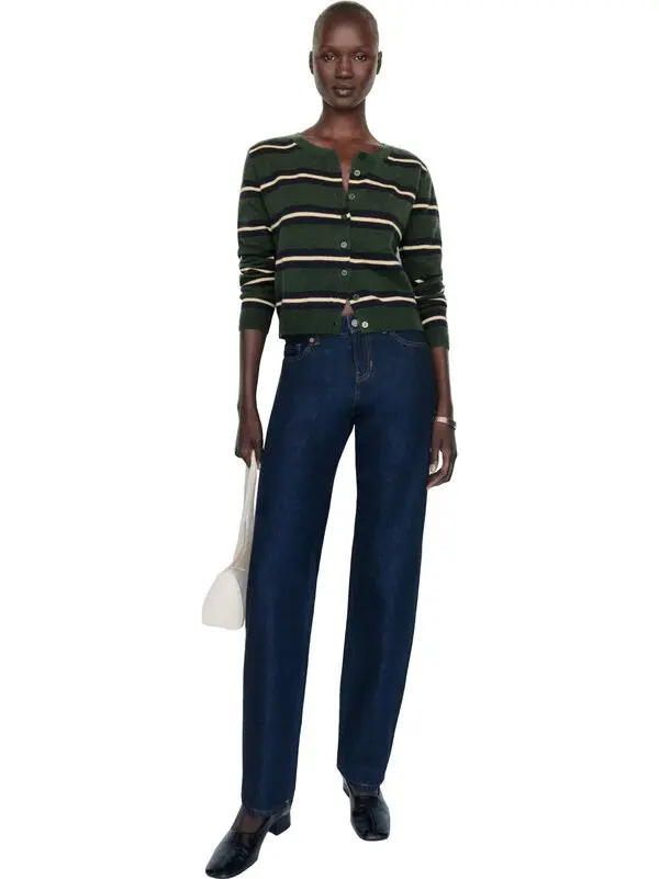 REFORMATION Clara Cashmere Crew Cardigan - Green